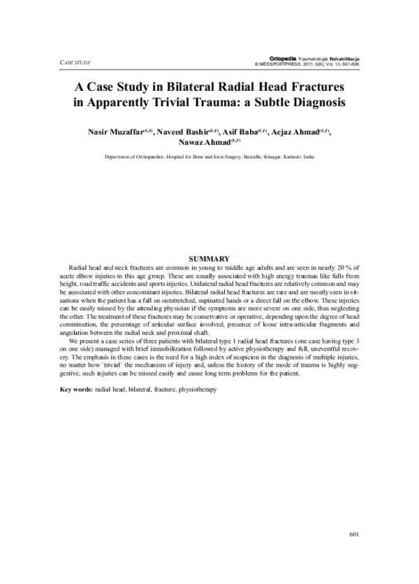 (PDF) A case study in bilateral radial head fractures in apparently ...