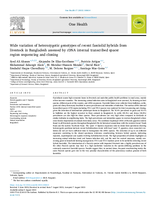 (PDF) Wide variation of heterozygotic genotypes of recent fasciolid ...