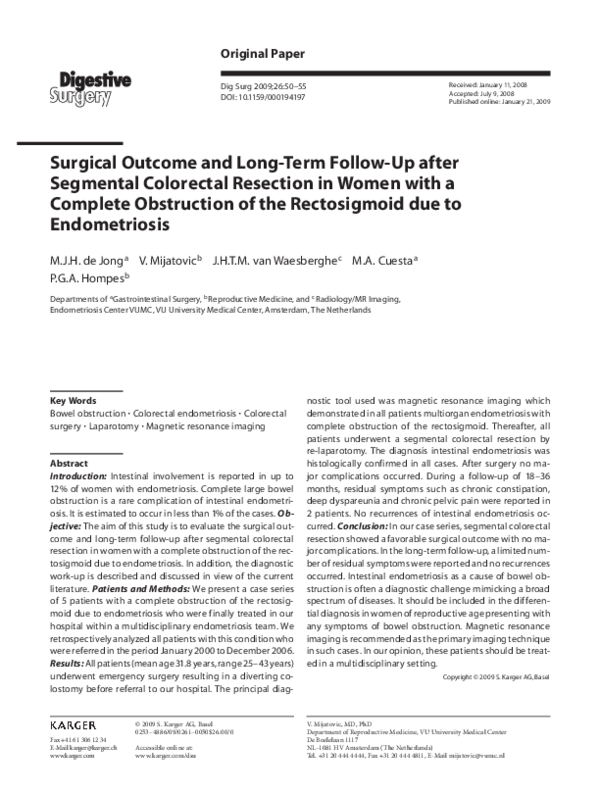 (PDF) Surgical Outcome and Long-Term Follow-Up after Segmental ...