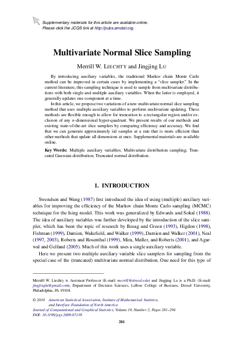 (PDF) Multivariate Normal Slice Sampling