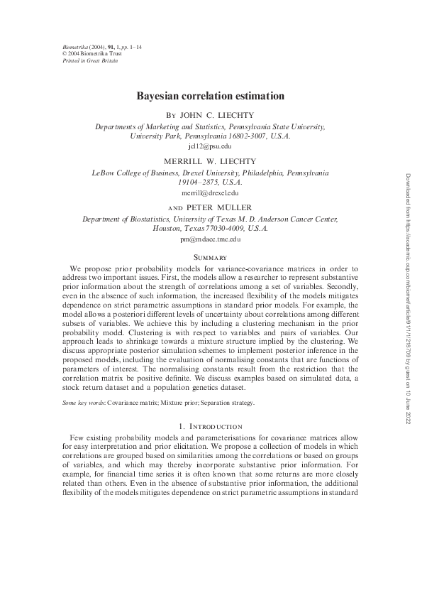 (PDF) Bayesian correlation estimation