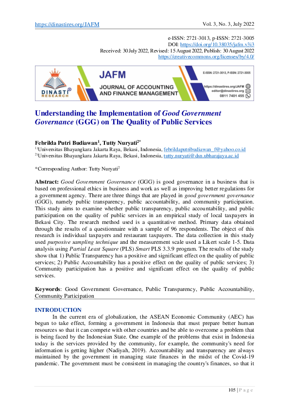 (PDF) Understanding the Implementation of Good Government Governance ...
