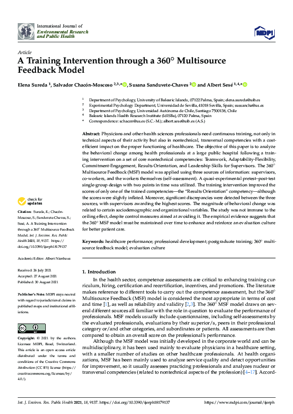 A Training Intervention through a 360° Multisource Feedback Model