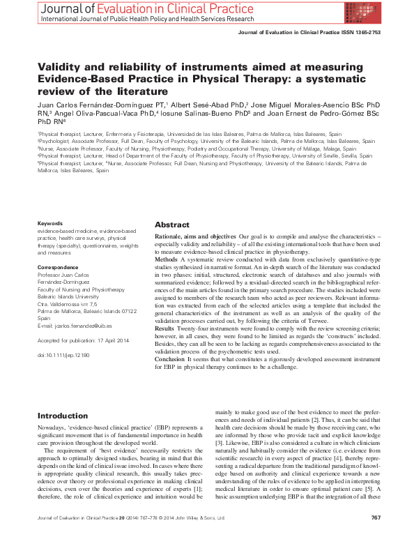 (PDF) Validity and reliability of instruments aimed at measuring Evidence-Based Practice in ...