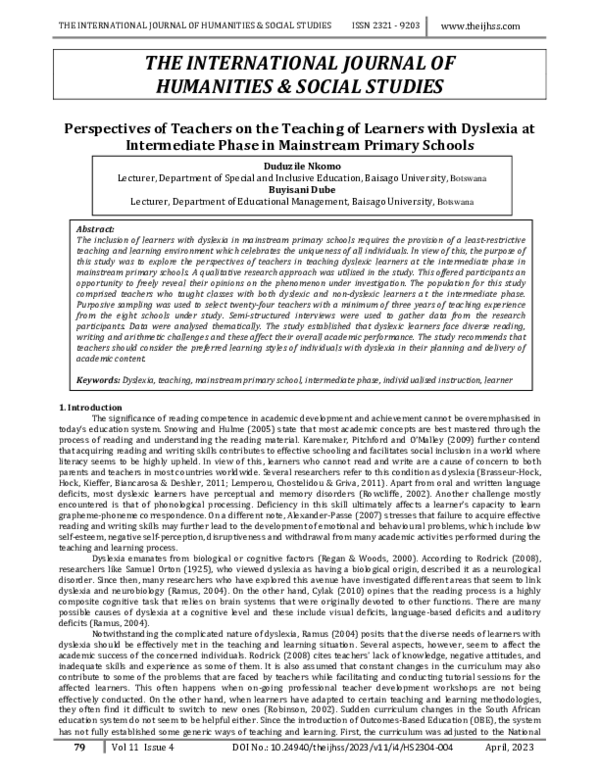 (PDF) Perspectives of Teachers on the Teaching of Learners with ...