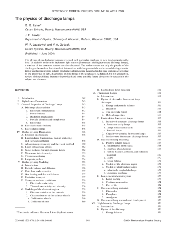 (PDF) The physics of discharge lamps