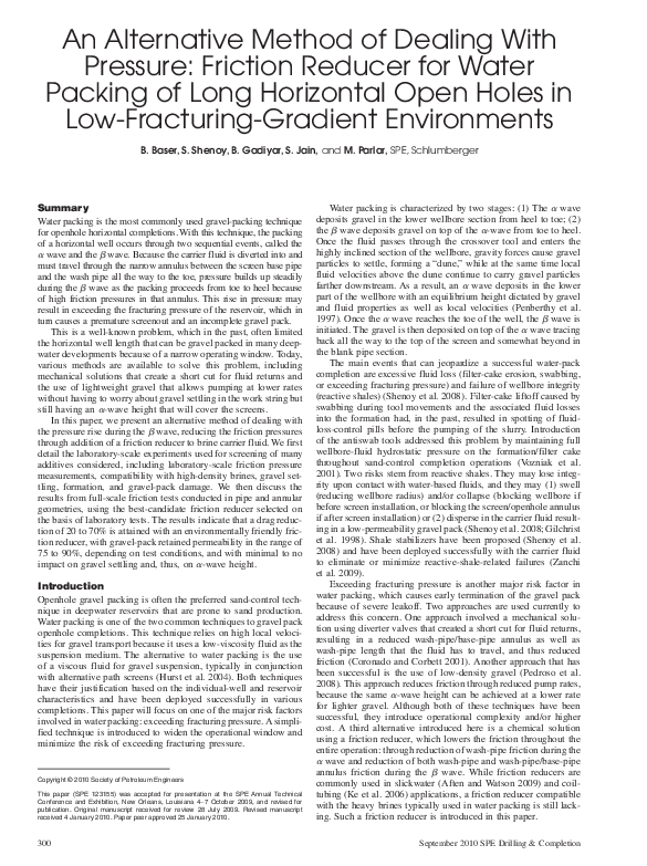 (PDF) Friction Reducer for Water Packing in Wells