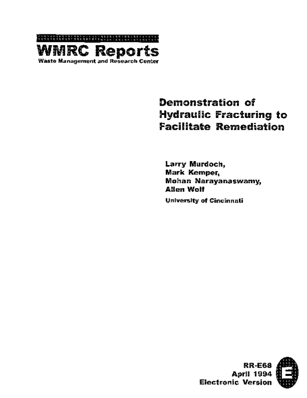 Pdf Demonstration Of Hydraulic Fracturing To Facilitate Remediation