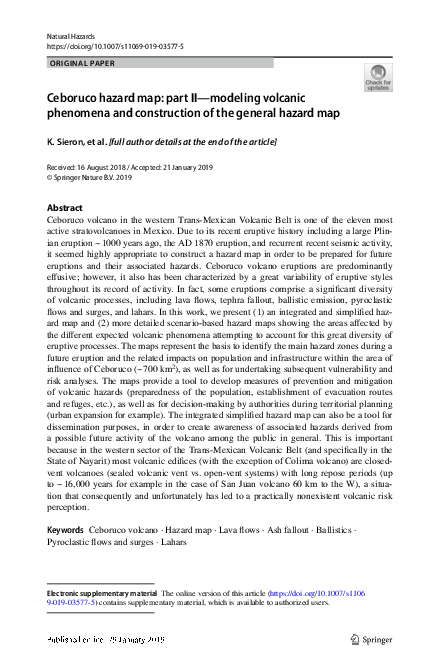 (PDF) Ceboruco hazard map: part II—modeling volcanic phenomena and ...