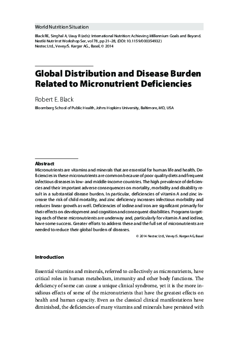 (PDF) Global Distribution and Disease Burden Related to Micronutrient ...