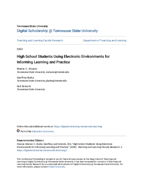 (PDF) High School Students Using Electronic Environments for Informing ...