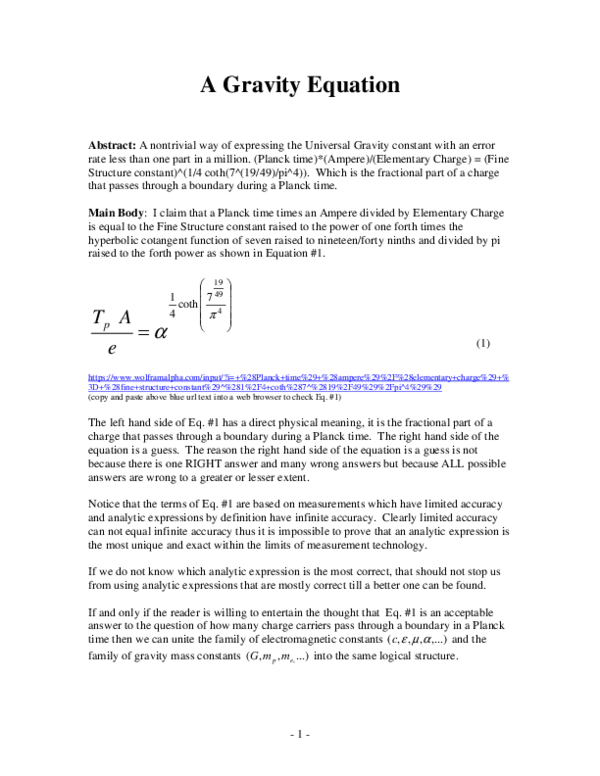 (PDF) A Gravity Equation