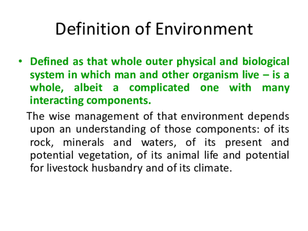 (PDF) On the definition of "environment