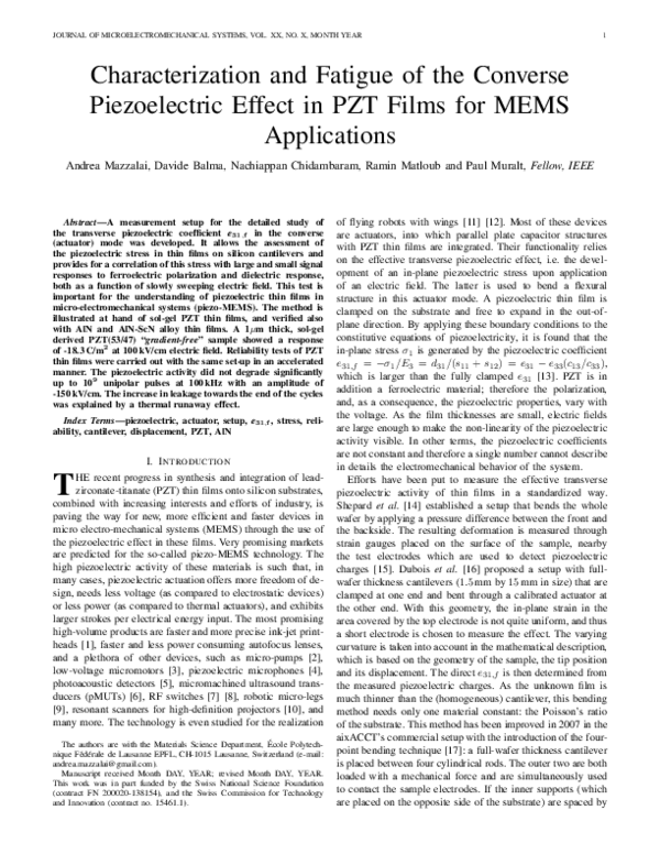 (PDF) Characterization and Fatigue of the Converse Piezoelectric Effect ...