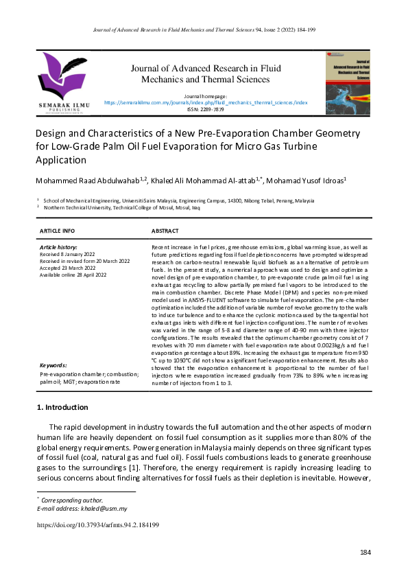 (PDF) Design and Characteristics of a New Pre-Evaporation Chamber ...