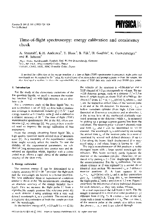 (PDF) Time-of-flight spectroscopy: energy calibration and consistensy check