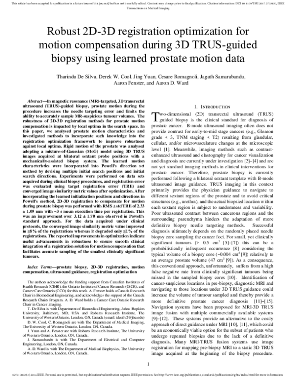 (PDF) Robust 2D-3D registration optimization for motion compensation during 3D TRUS-guided ...