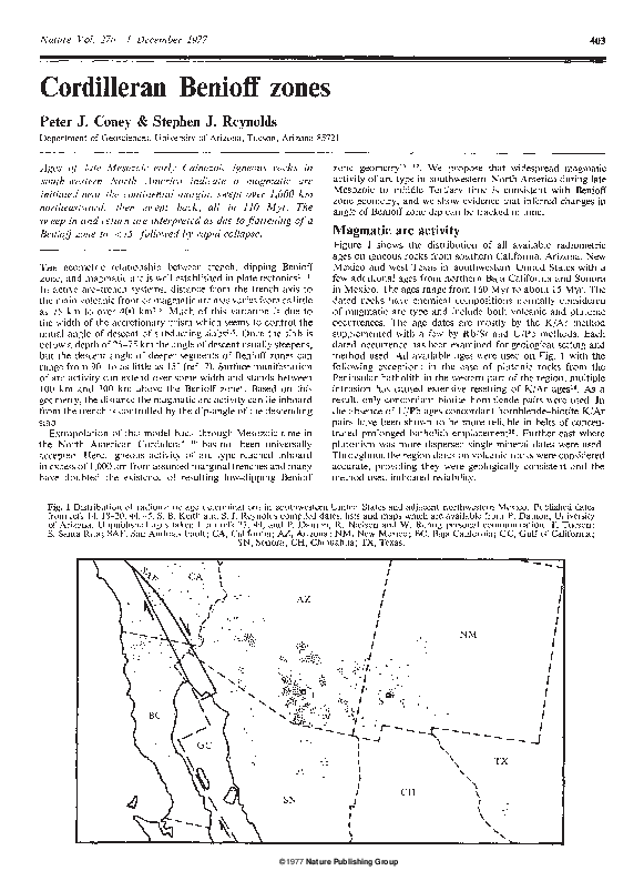 (PDF) Cordilleran Benioff zones