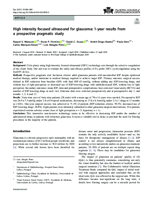 (PDF) High intensity focused ultrasound for glaucoma: 1-year results ...