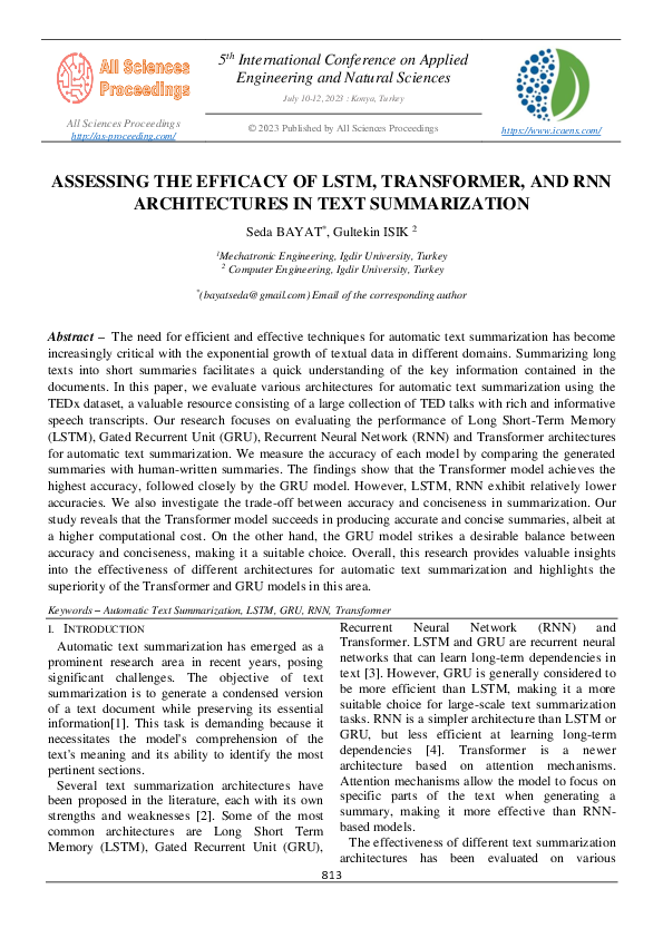 Pdf Assessing The Efficacy Of Lstm Transformer And Rnn