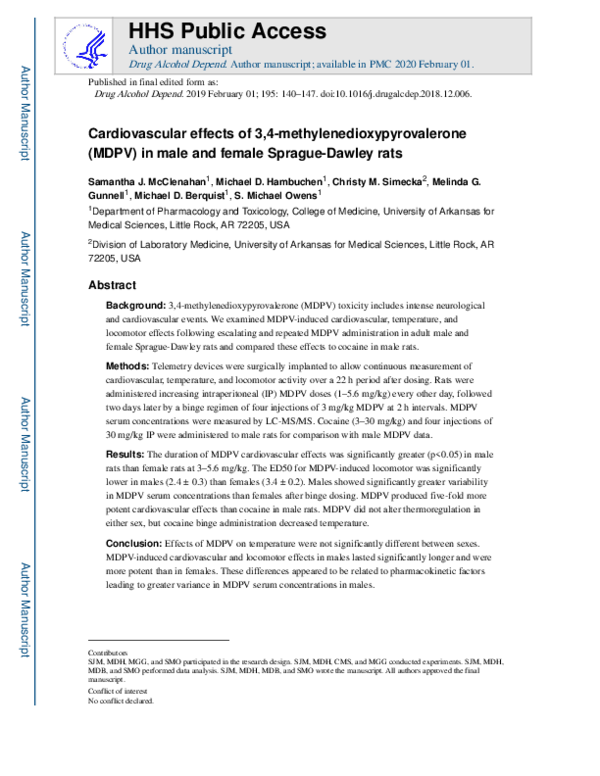 (PDF) Cardiovascular effects of 3,4-methylenedioxypyrovalerone (MDPV ...