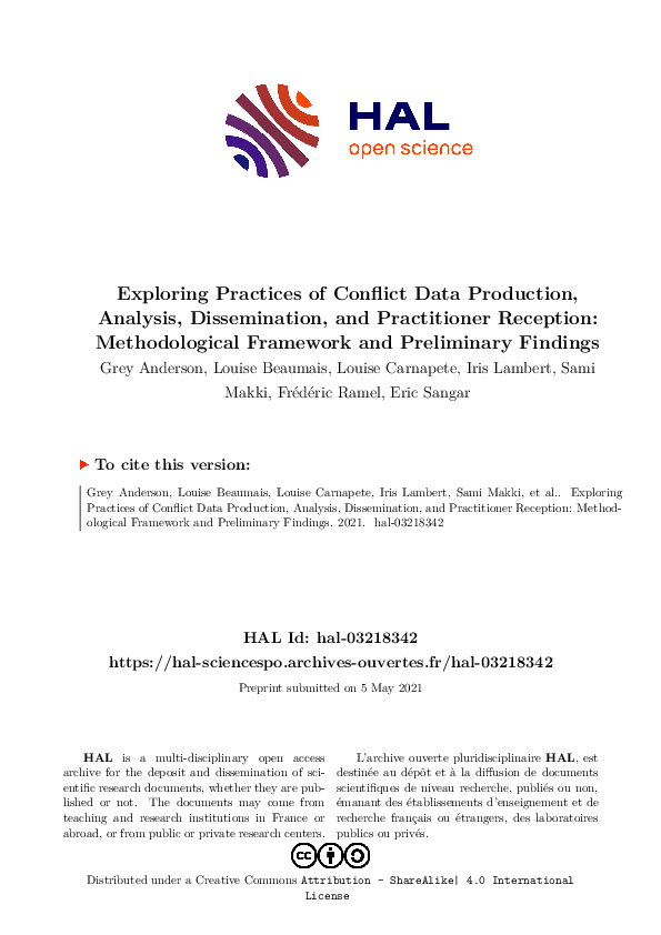 Pdf Exploring Practices Of Conflict Data Production Analysis Dissemination And Practitioner