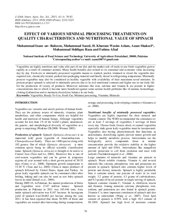 (PDF) Effect of Various Minimal Processing Treatments on Quality ...