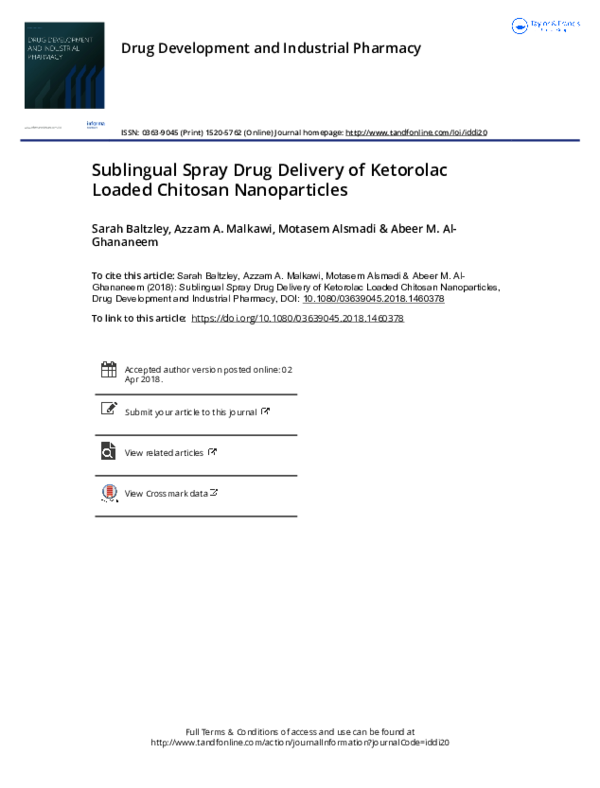 (PDF) Sublingual spray drug delivery of ketorolac-loaded chitosan ...