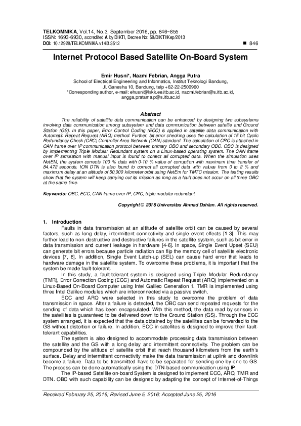 (PDF) Internet Protocol Based Satellite On-Board System