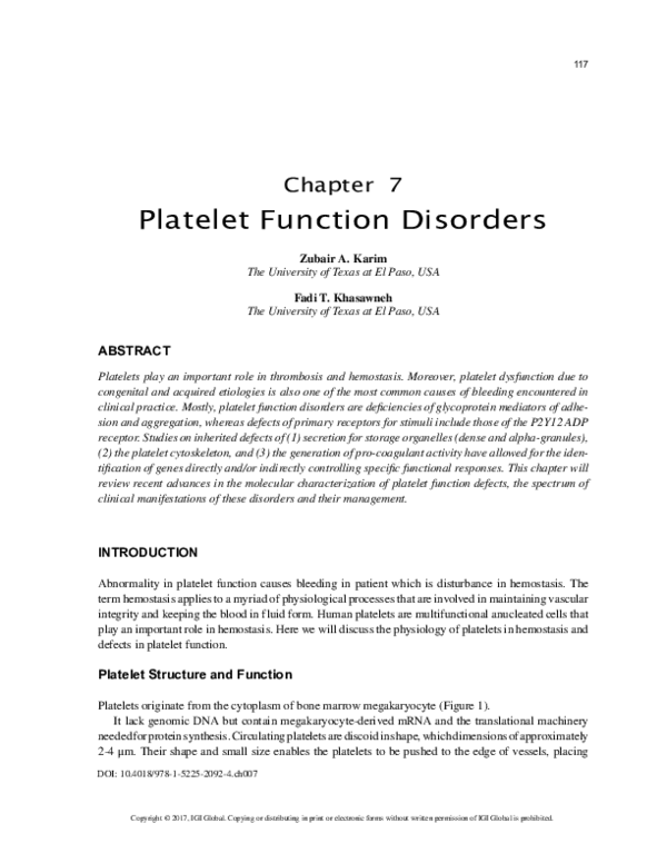 (PDF) Platelet Function Disorders