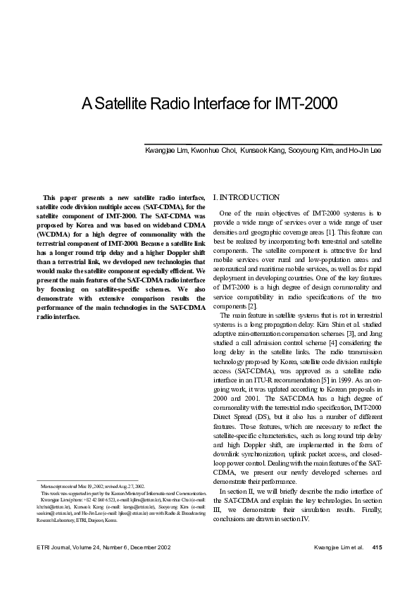(PDF) A Satellite Radio Interface for IMT-2000 | Lee Lee - Academia.edu