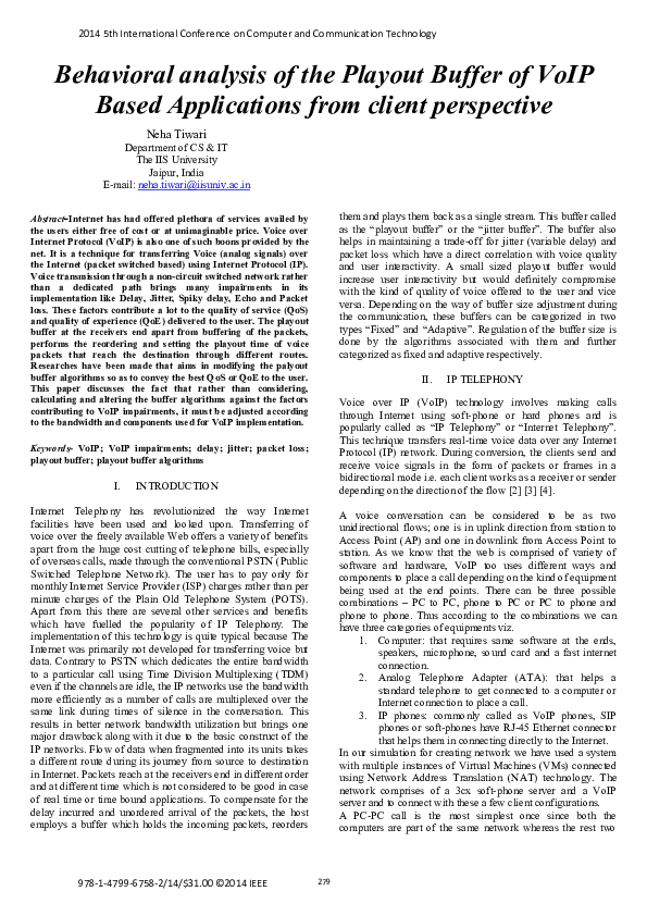 (PDF) Behavioral analysis of the playout buffer of VoIP based applications from client perspective