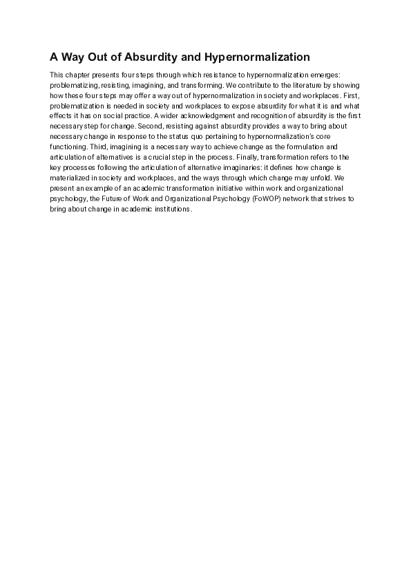 (DOC) A Way Out of Absurdity and Hypernormalization