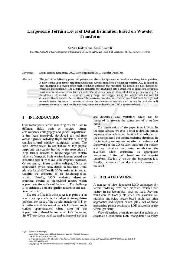 (PDF) Large-scale Terrain Level of Detail Estimation based on Wavelet Transform