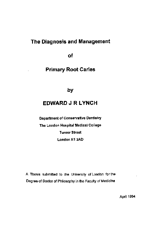 (PDF) The diagnosis and management of Primary Root Caries