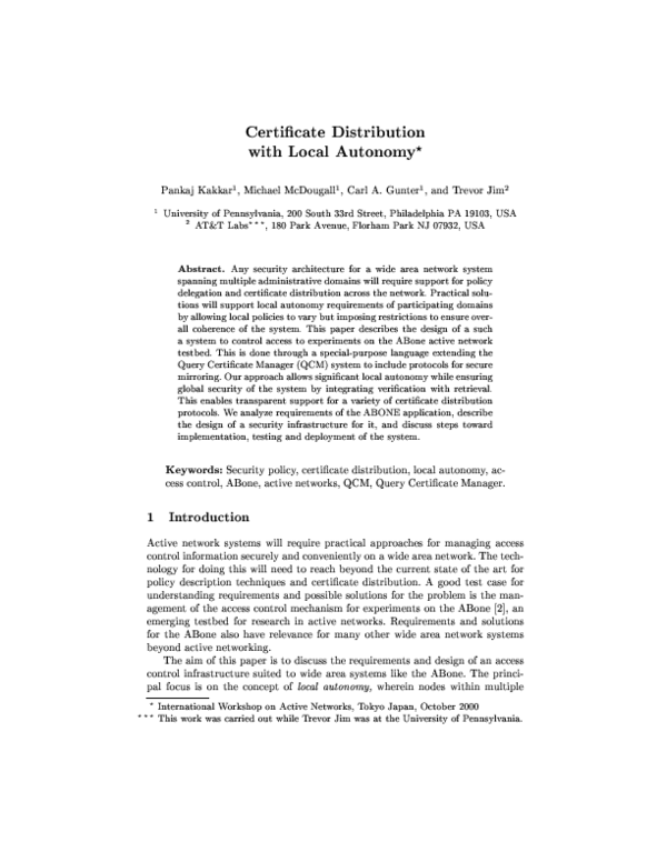 (PDF) Certificate Distribution with Local Autonomy