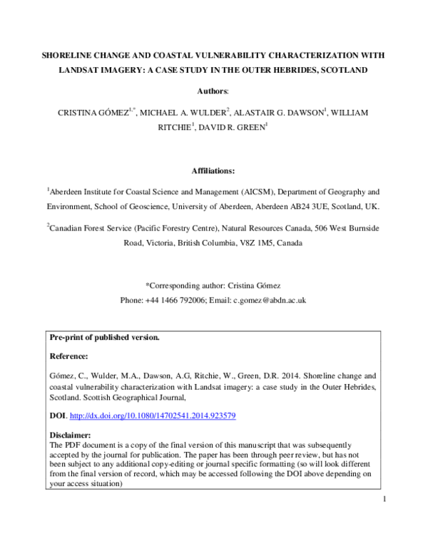 (PDF) Shoreline Change and Coastal Vulnerability Characterization with ...