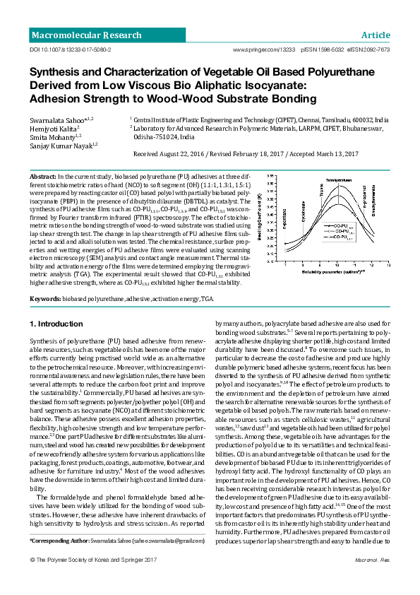 (PDF) Synthesis and characterization of vegetable oil based ...