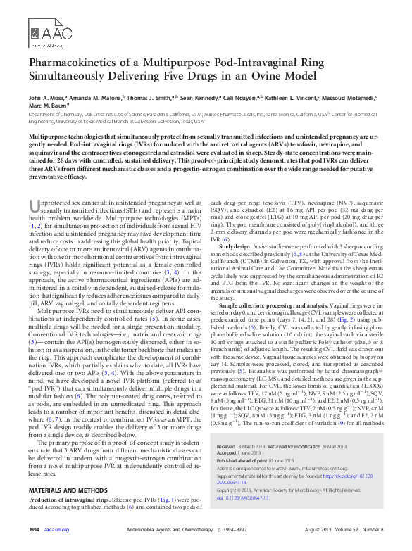 (PDF) Pharmacokinetics of a Multipurpose Pod-Intravaginal Ring ...