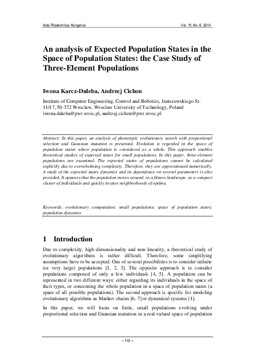 (PDF) An analysis of Expected Population States in the Space of ...