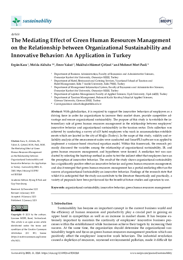 (PDF) The Mediating Effect of Green Human Resources Management on the Relationship between ...