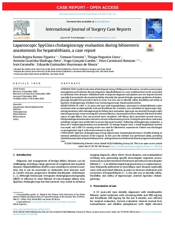 (PDF) SpyGlass Cholangioscopy in Hepatolithiasis Surgery: Case Report