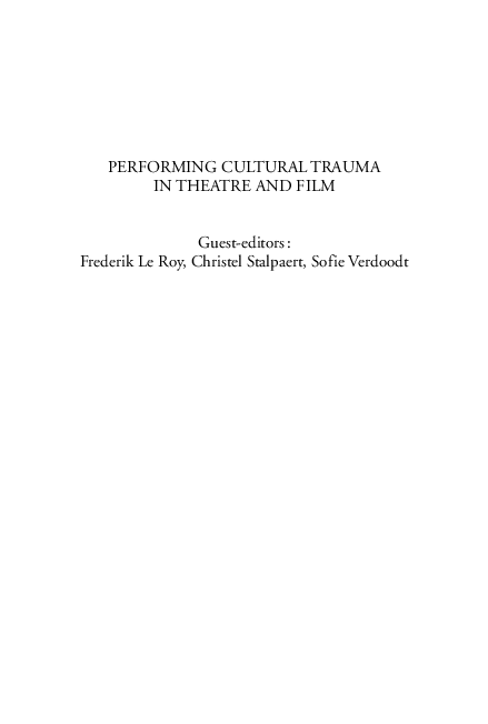 (PDF) Introduction. Performing Cultural Trauma in Theatre and Film ...