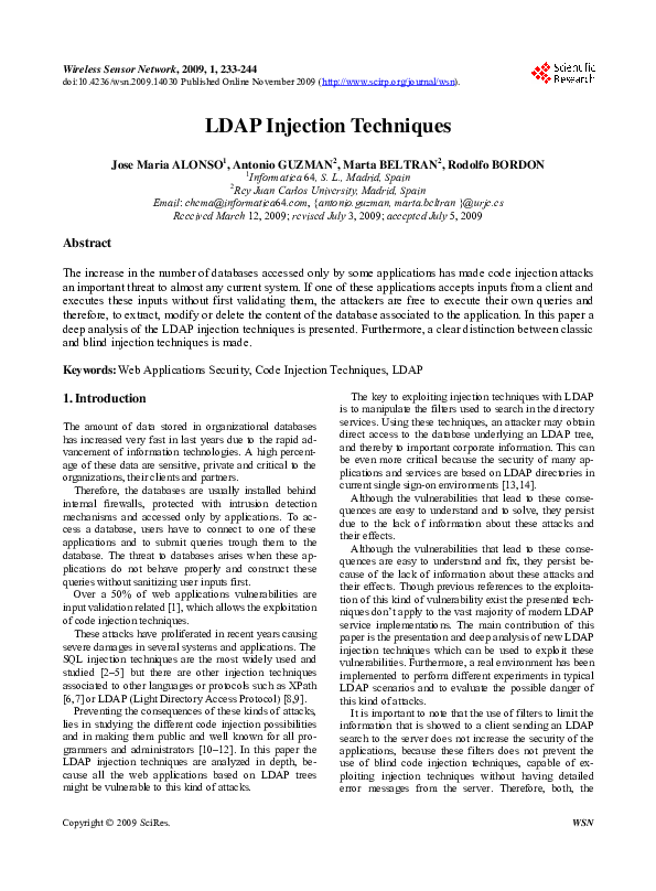 Pdf Ldap Injection Techniques