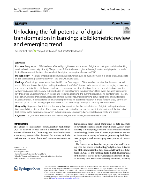 (PDF) Unlocking the full potential of digital transformation in banking ...