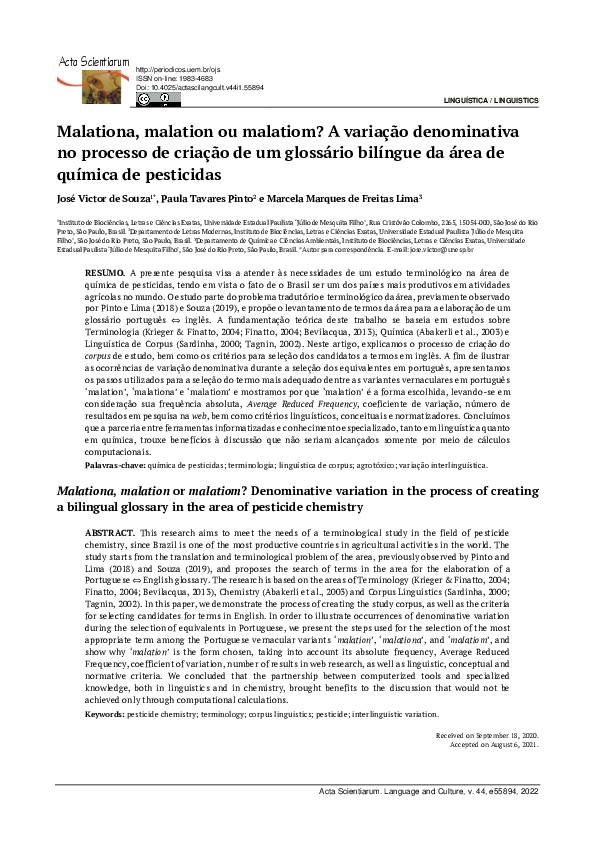 (PDF) Malationa, malation or malatiom? Denominative variation in the ...
