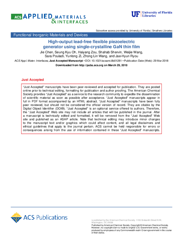 (PDF) High-Output Lead-Free Flexible Piezoelectric Generator Using ...