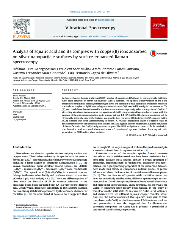 (PDF) Analysis of squaric acid and its complex with copper(II) ions ...
