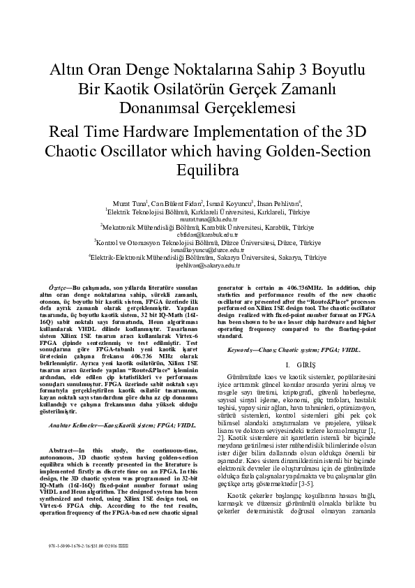 (PDF) Real time hardware implementation of the 3D chaotic oscillator which having golden-section ...