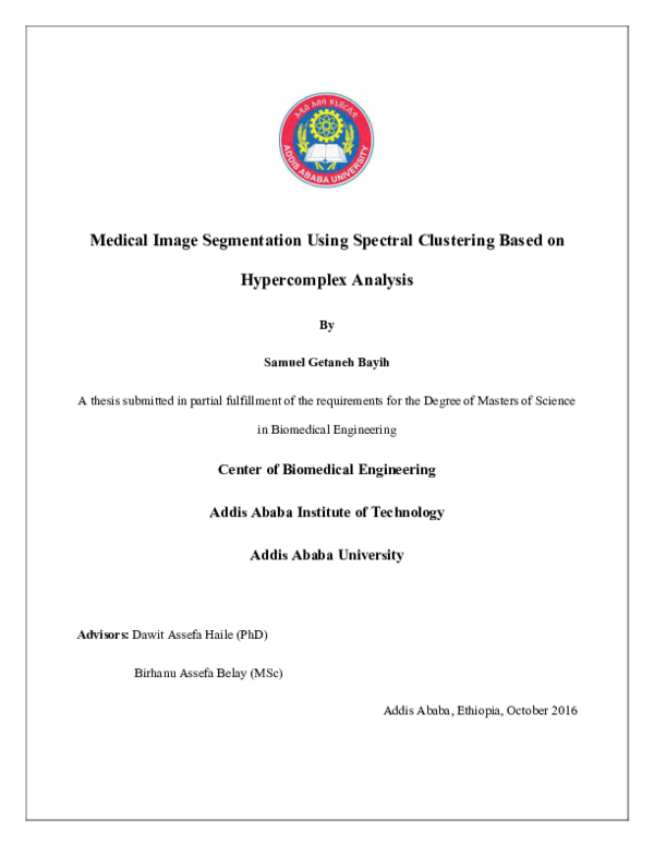 (PDF) Medical Image Segmentation Using Spectral Clustering Based on Hypercomplex Analysis